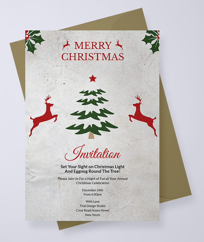 Free Christmas Invitation Template For Coming Holiday Design Swan